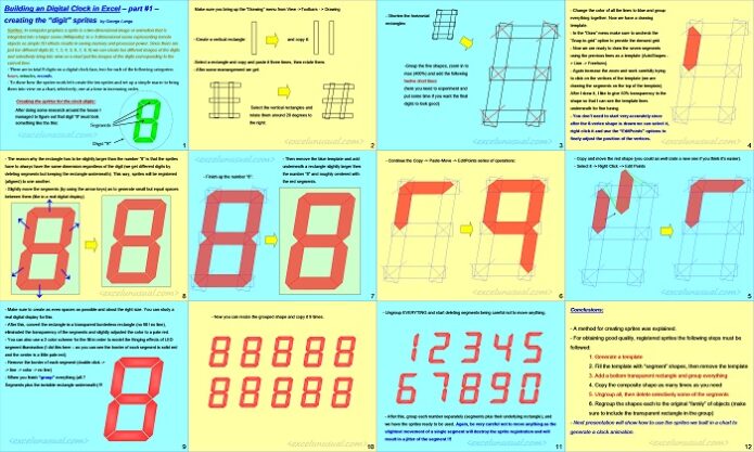 Creating a Digital Clock #1 – sprite generation – Excel Unusual