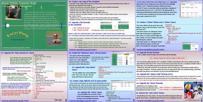 How to make a game of PONG in Excel – part #10 – final – Excel Unusual