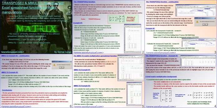 TRANSPOSE() & MMULT() – two important Excel spreadsheet functions for matrix manipulations ...